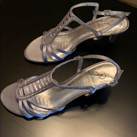 Adrianna Papell | Shoes | Adrianna Papell Silver Fabric Satin Shoes ...